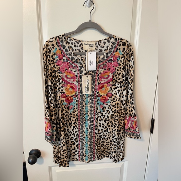 Savanna Jane | Tops | Savanna Jane Leopard Floral Blouse | Poshmark
